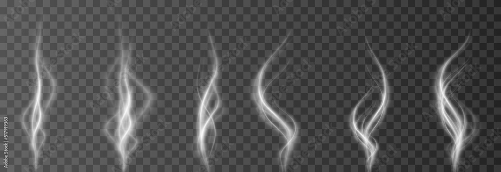 Vector set of smoke on an isolated transparent background. PNG smoke ...