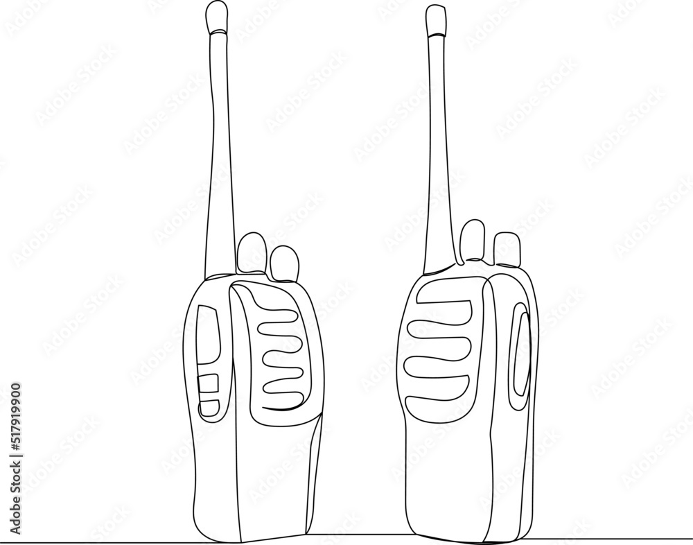 one continuous line drawing of walkie-talkie, isolated vector vector de ...