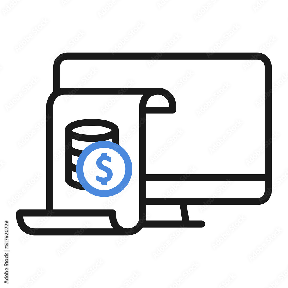 Electronic E-Invoice icon. Online invoice payment on computer vector ...