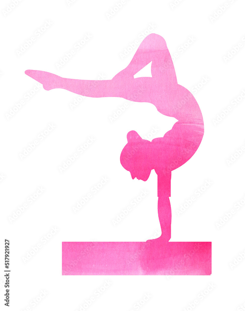 Silhouette Gymnast Gymnastics Watercolor Stock Illustration | Adobe Stock