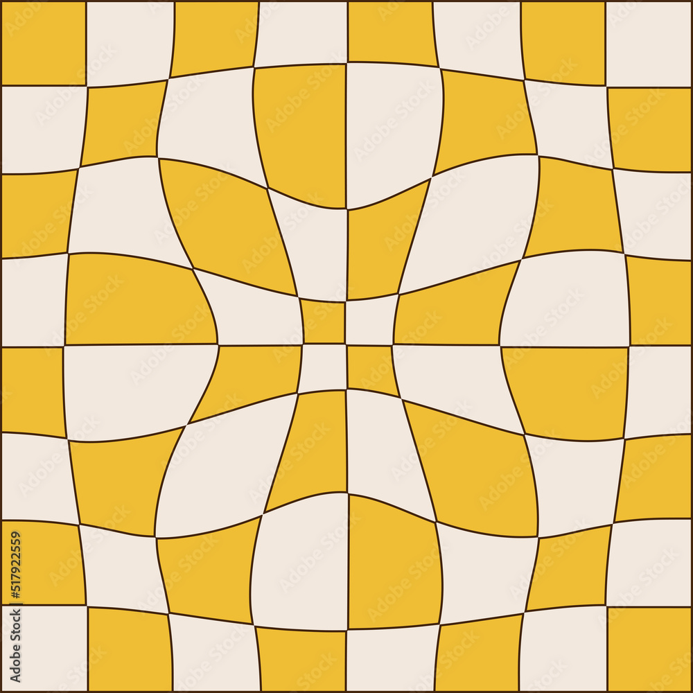 Checkered background with distorted squares. Abstract banner with ...