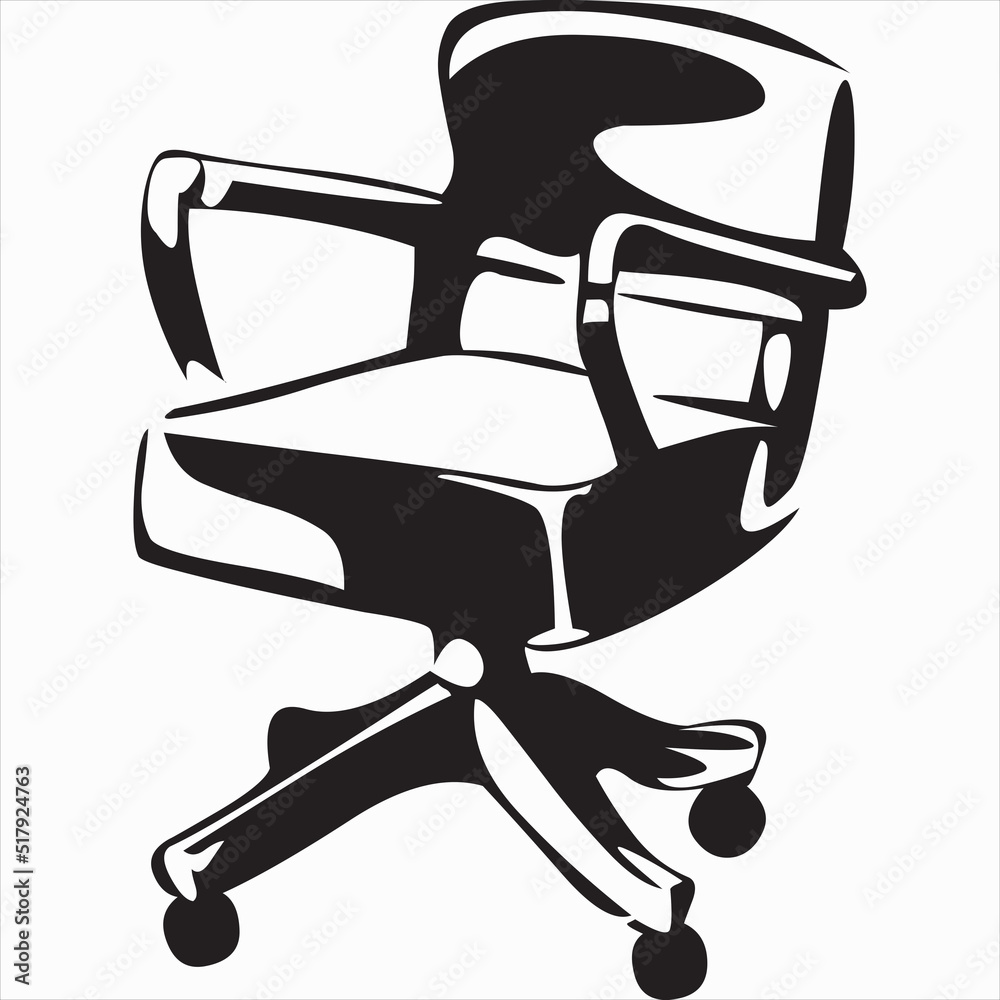 Vector, Image of swivel chair icon, black and white color, with ...