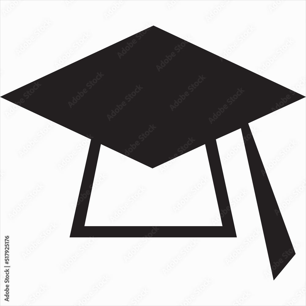 Vector, Image of silhouette scholar hat icon, black and white color ...