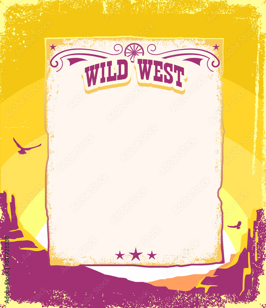 Wild West vintage old paper background for text. Vector western ...