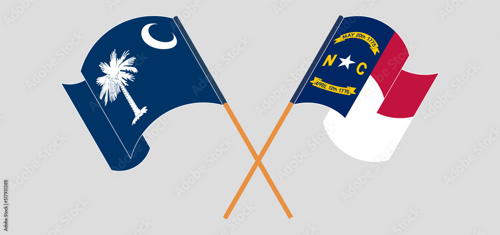 Crossed flags of The State of South Carolina and The State of North ...