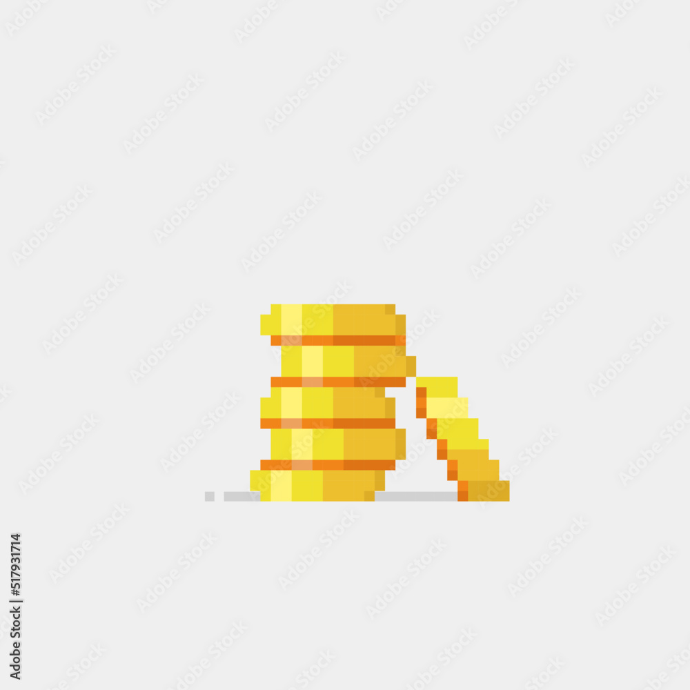Pile Of Gold Coin In Pixel Art Style Stock Vector Adobe Stock