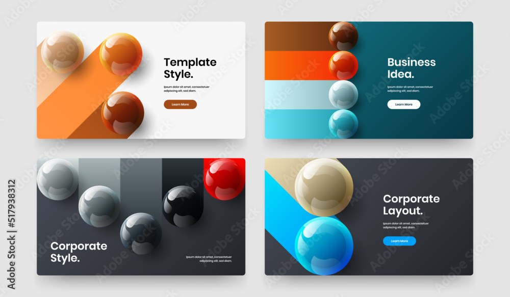Clean 3D balls company brochure template bundle. Modern pamphlet vector ...