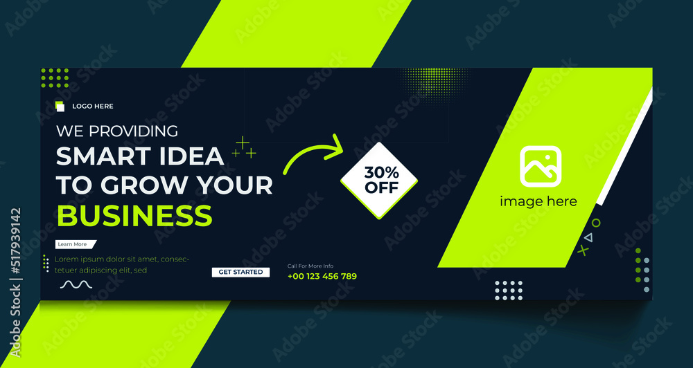 Grow Your Business Facebook Cover Template Stock Vector | Adobe Stock