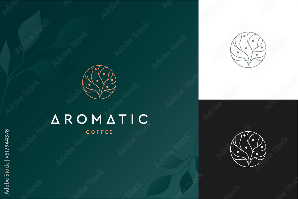 Circle tree logo icon template design. Round garden plant natural line ...
