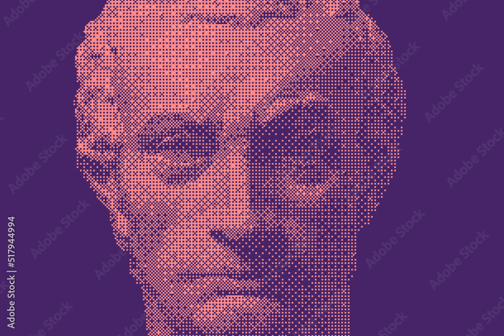 Modern creative colored graphic sculpture with dark background ...