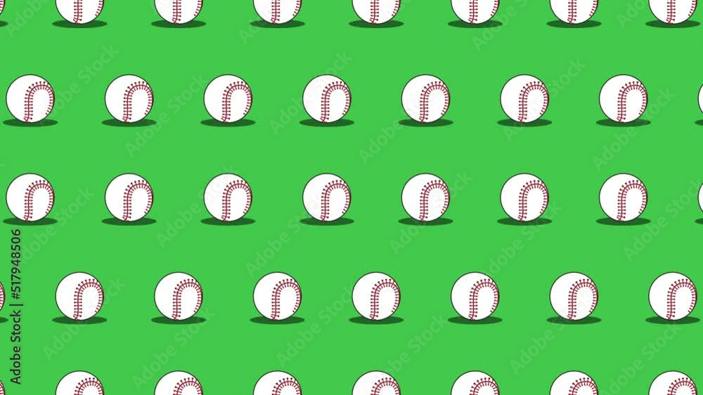 Seamless loop pattern with Baseball balls on a green background. Sport ...