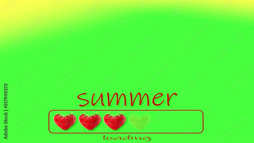 Loading bar icon. Strawberry heart on bright yellow green gradient ...