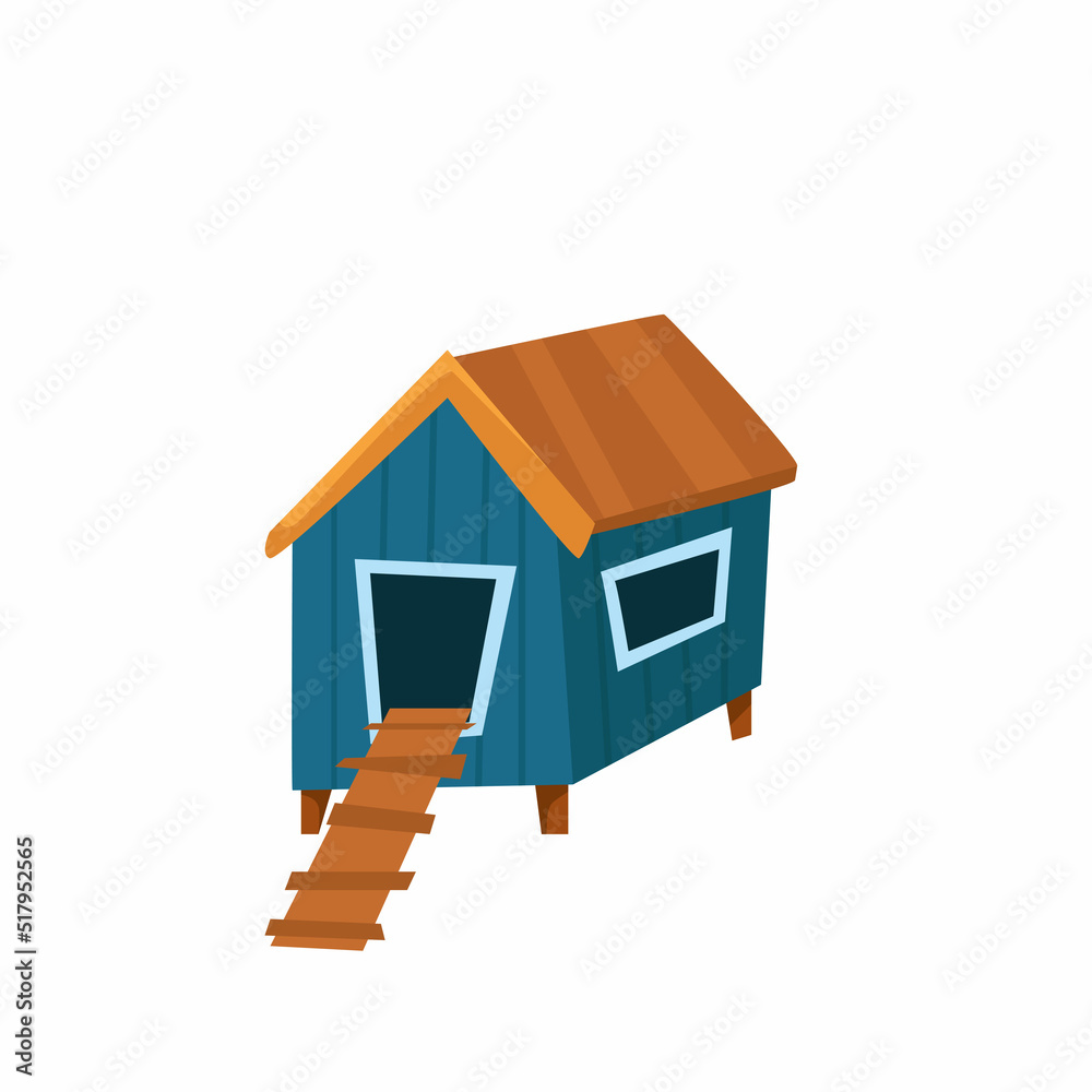 Chicken coop. Vector cartoon illustration. The concept of agriculture ...