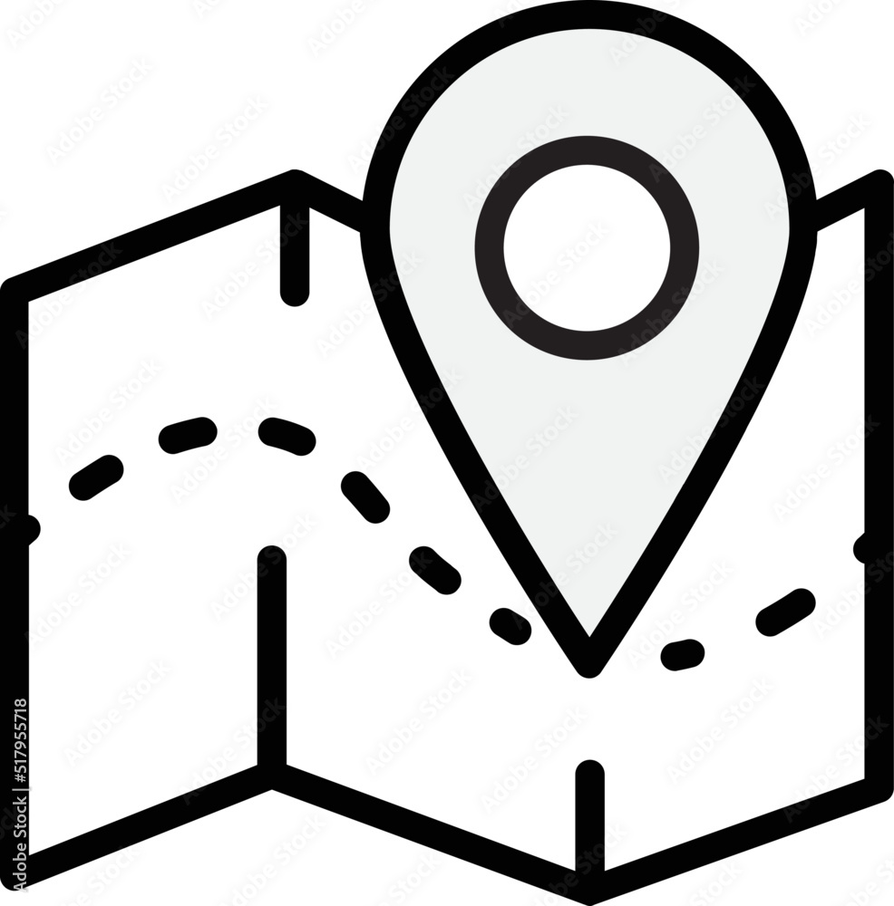 Map with a pin isolated on white. Map icon. white map icon. Plan map ...
