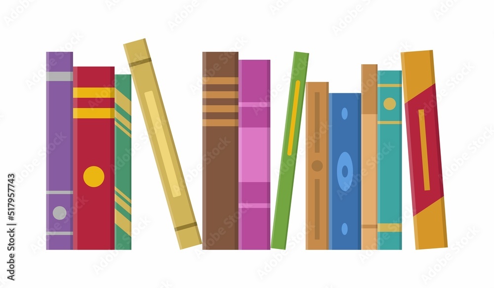 Vertical standing stack of books isolated on white background. Book ...