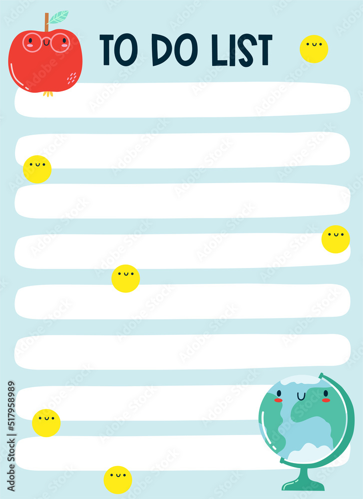 Back to school cute kawaii weekly or daily planner, note paper, to do ...