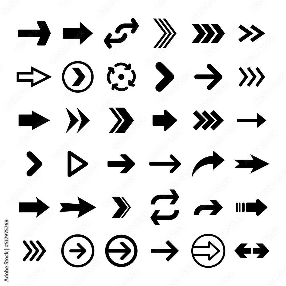 Arrows collection. Set of arrow pictogram icons. Arrowhead symbols ...