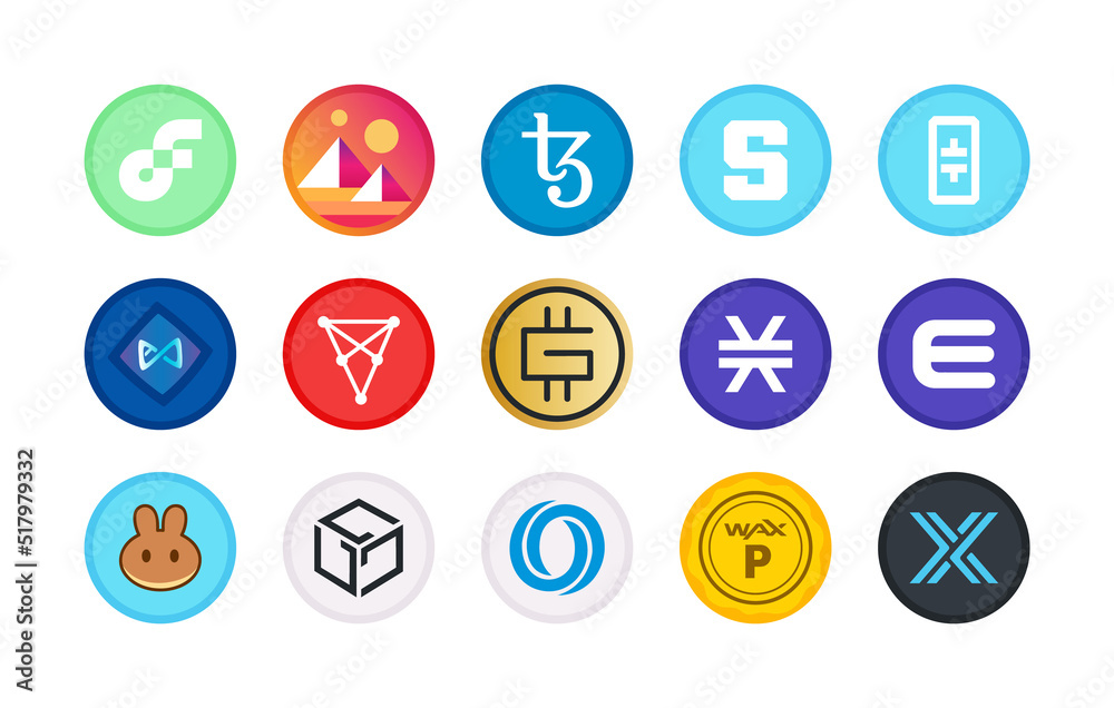 Cryptocurrency symbol, sign, set of vector coins for crypto currency ...