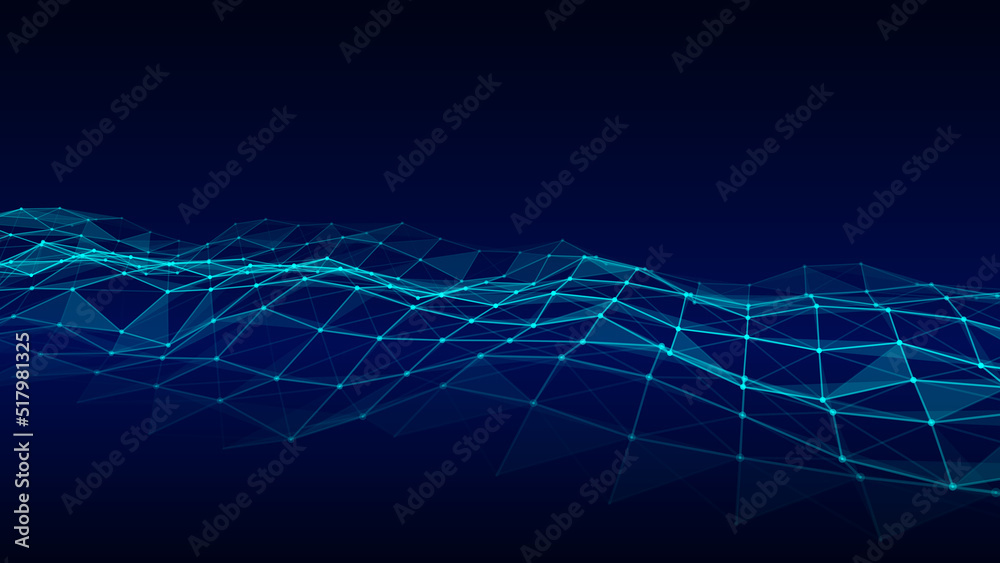 Futuristic moving wave. Digital background with moving glowing ...
