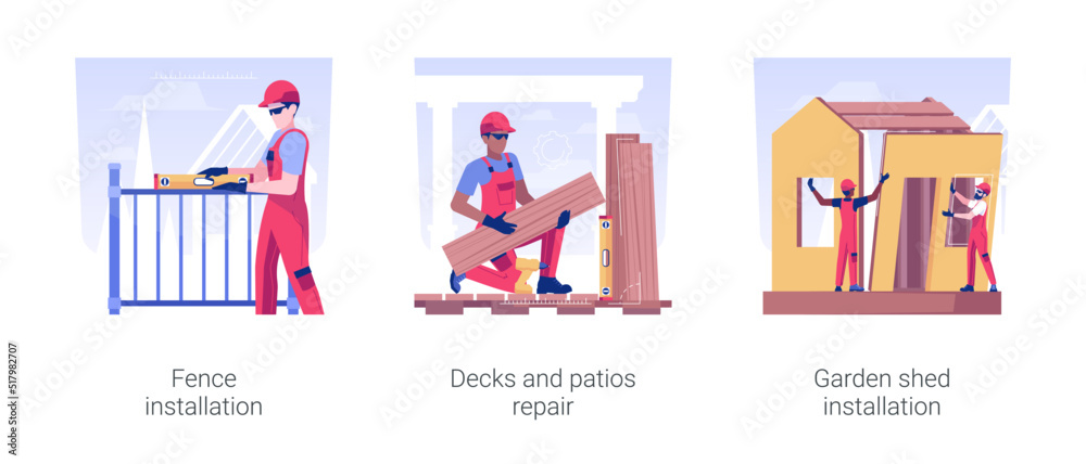 Landscape works in private house building isolated concept vector ...