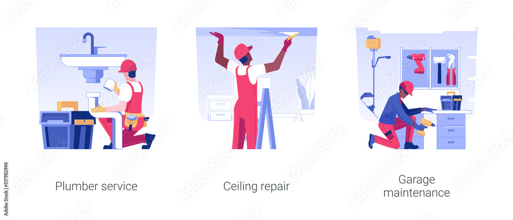 Property maintenance services isolated concept vector illustration set ...