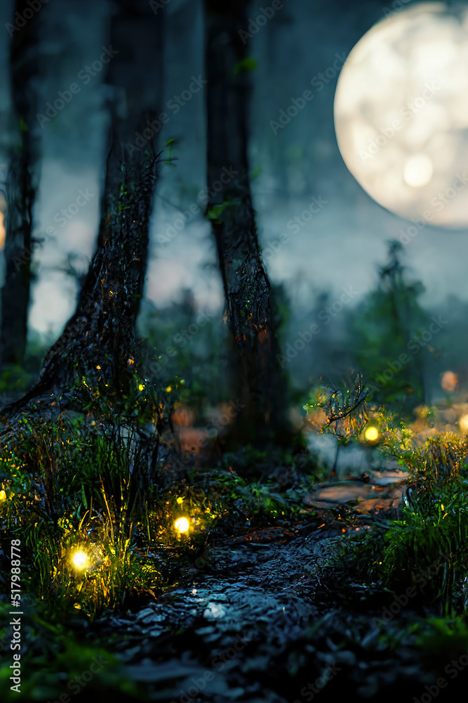 Dark Fantasy Forest Moon