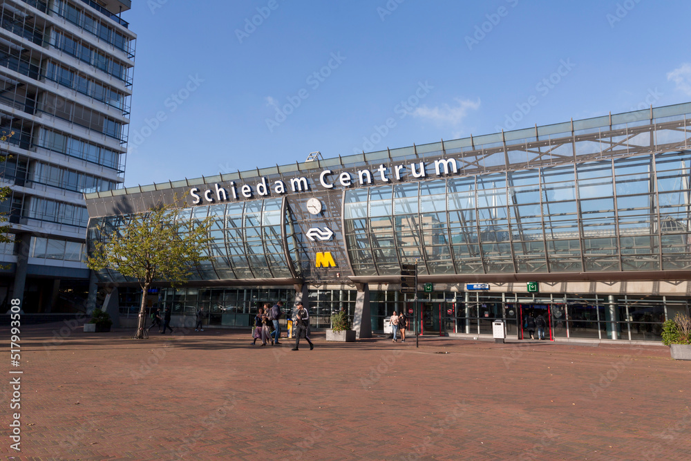 Exterior of the Schiedam Centrum railway station in Schiedam, the ...