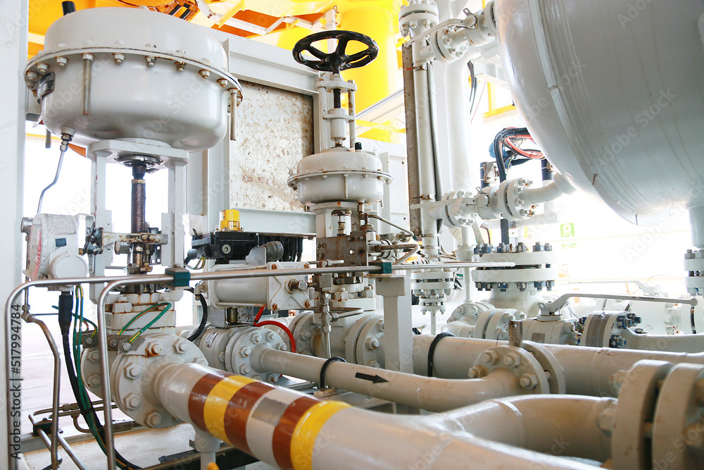 Pressure control valve in oil and gas process and controlled by Program ...
