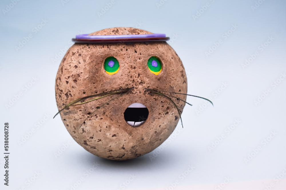 coconut shell emoticon texture (emoji). Evil, demon Emoji. Handmade ...