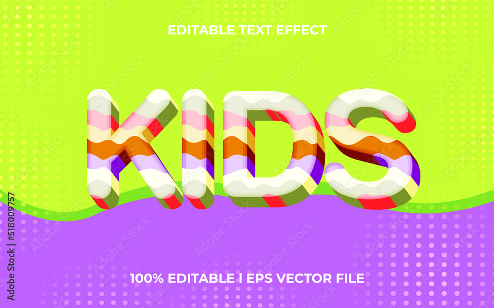 Vektorová grafika „kids 3d text effect with cute theme. colorful ...