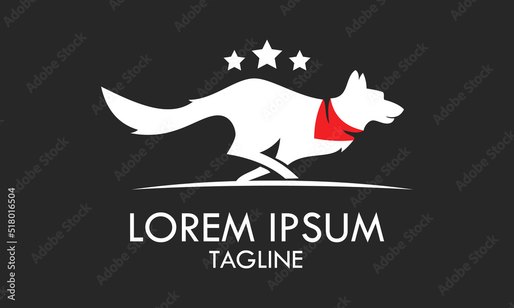 Dog Running Black Background Logo Design Stock Vector | Adobe Stock