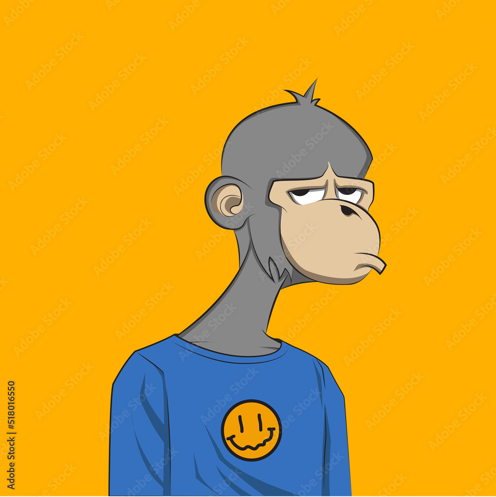 Lazy Monkey 8. Yellow and Blue. illustration. vector. wallpapers. cool ...