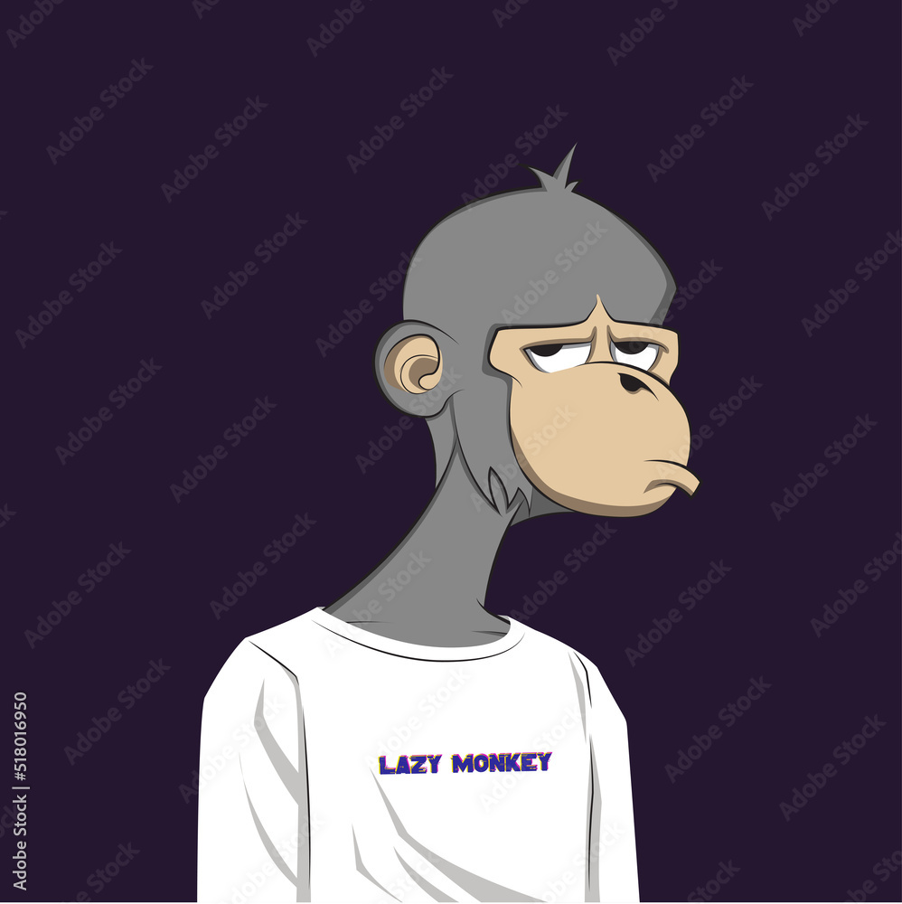 Lazy Monkey 9. Dark Purple and White. illustration. vector. wallpapers ...
