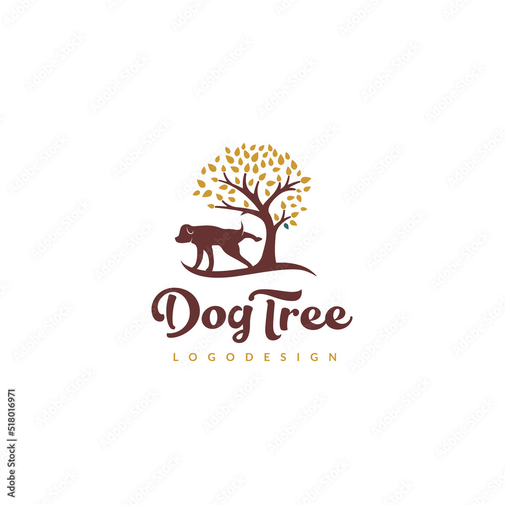 dog peeing on tree vector design. playful dog logo design Stock Vector ...