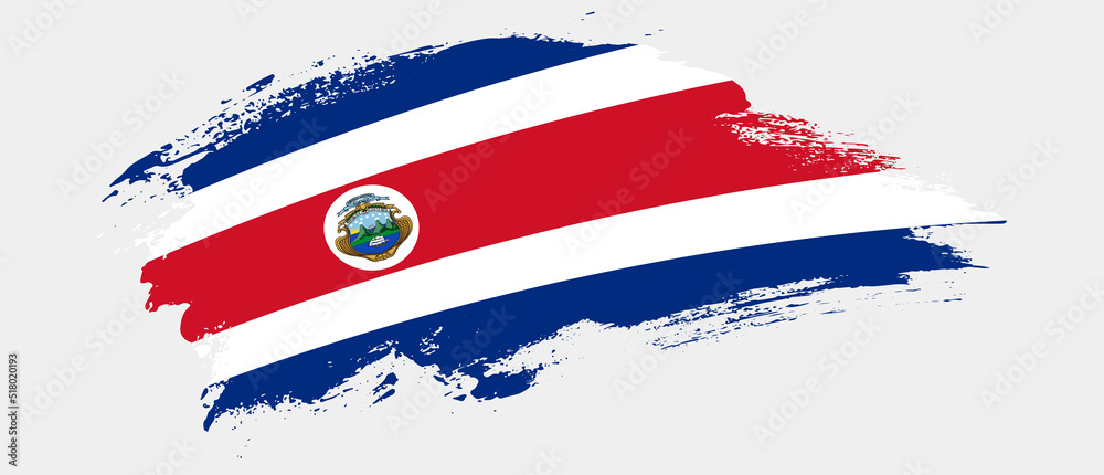 National flag of Costa Rica with curve stain brush stroke effect on ...