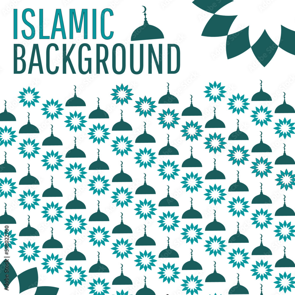 Islamic greeting card background with mosque dome and flower, simple ...