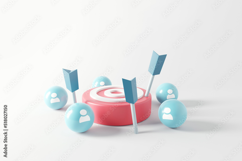 Blue arrows missed hitting target mark on blue background. Multiple ...