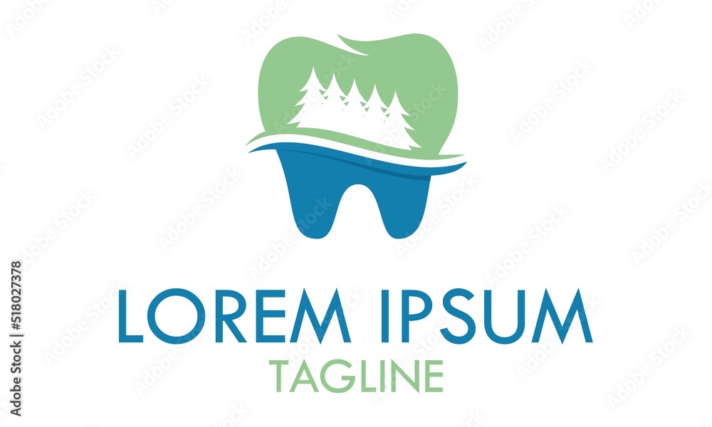 Tooth and Negative Space Pine Tree Dental Clinic Logo Design Stock ...