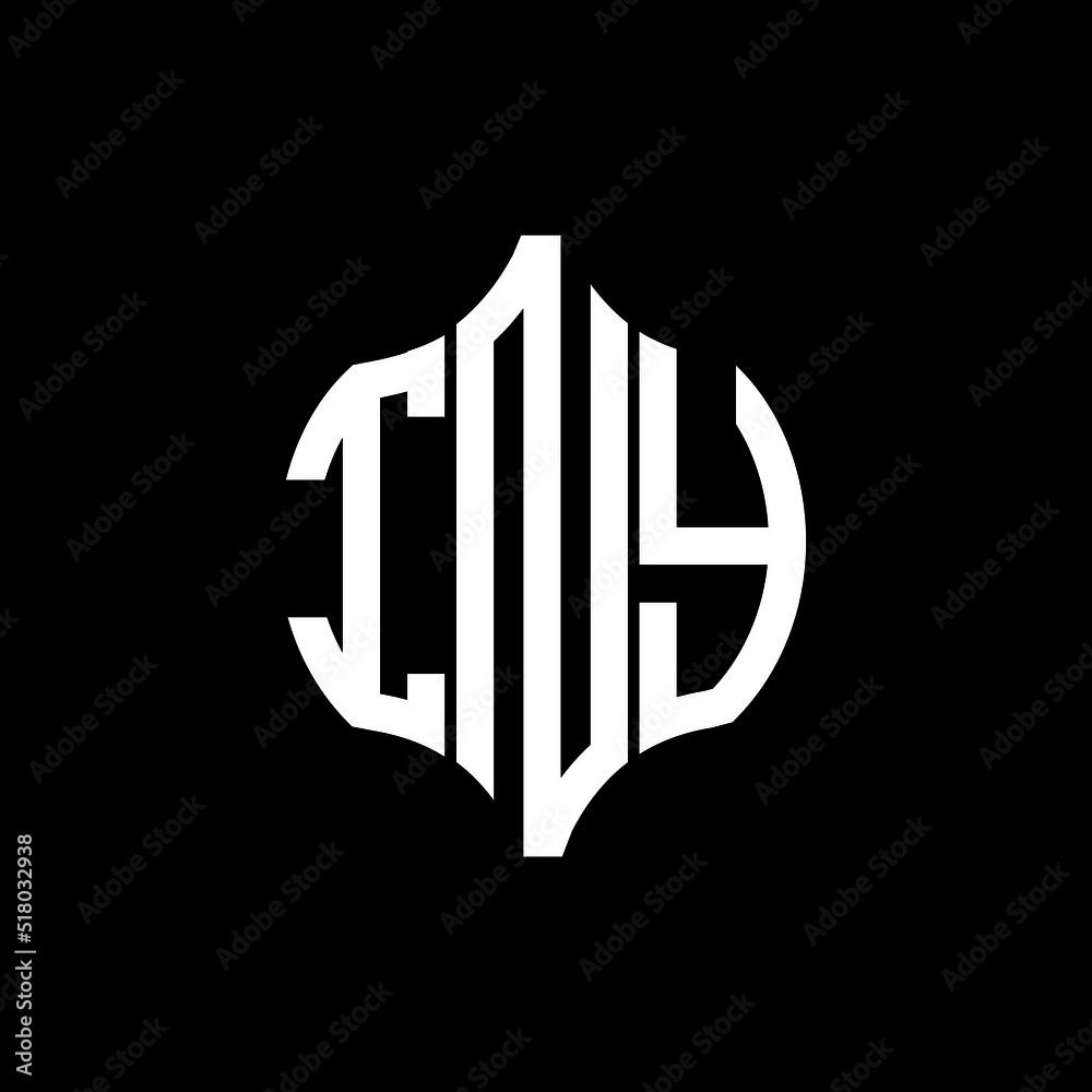 INY letter logo. INY best black background vector image. INY Monogram ...