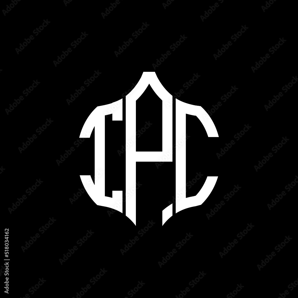 IPC letter logo. IPC best black background vector image. IPC Monogram ...