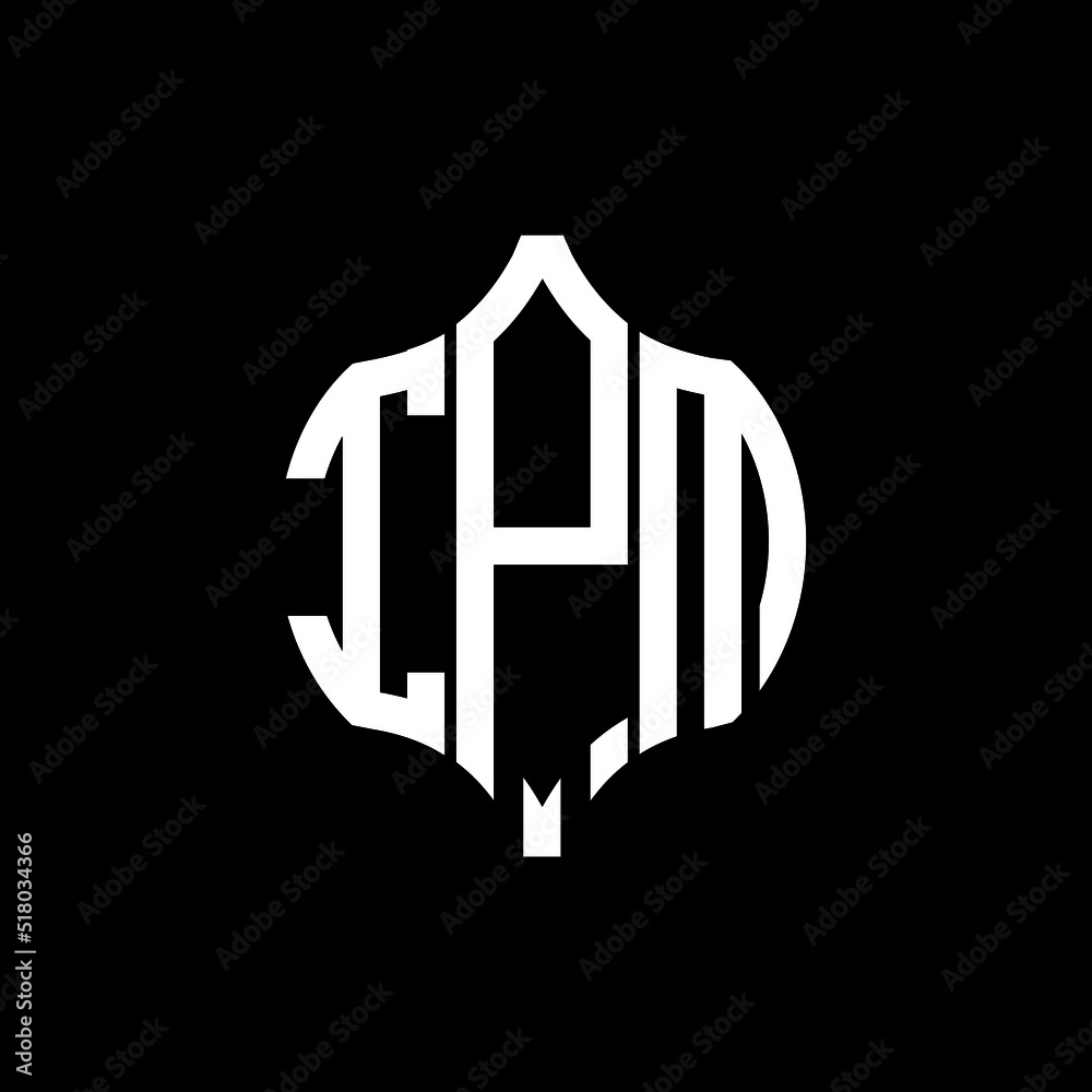 IPM letter logo. IPM best black background vector image. IPM Monogram ...