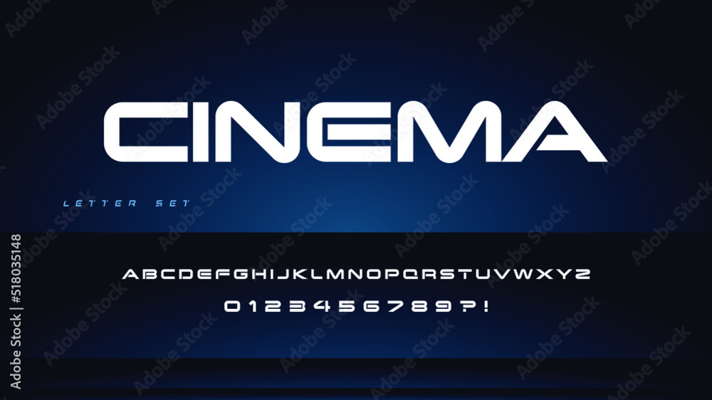 CINEMA Minimal urban font. Typography with dot regular and number ...