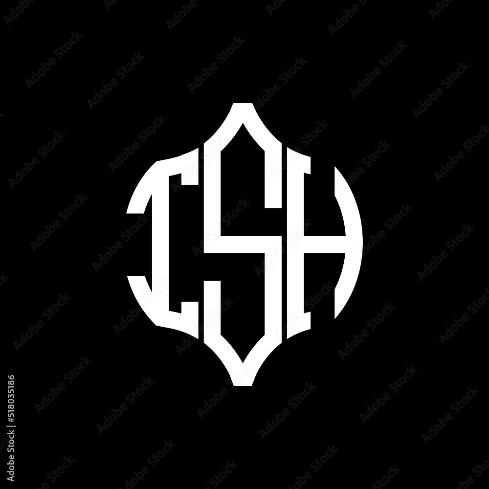 ISH letter logo. ISH best black background vector image. ISH Monogram ...