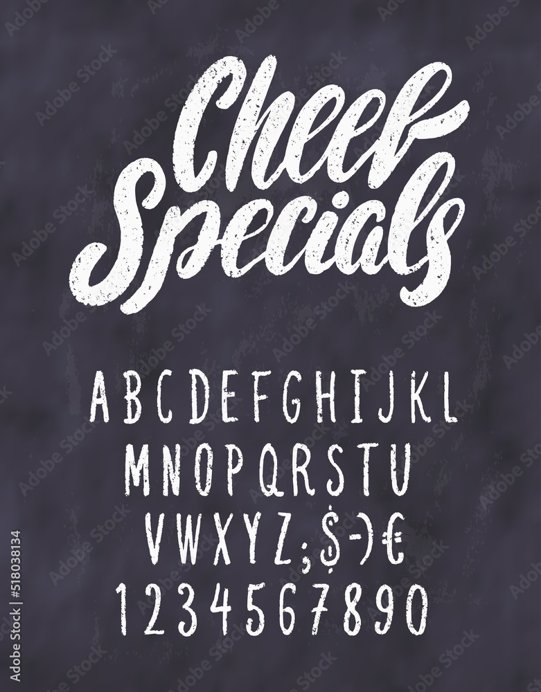 Chef's specials. Chalkboard menu. Vector handwritten lettering. Stock ...