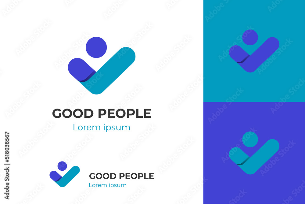 business success People Check Logo design, human good service icon ...
