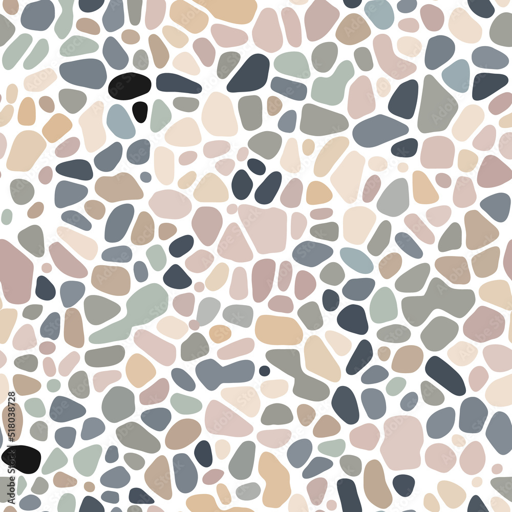 Seamless wall pattern of bright round sea pebbles. Vector background ...