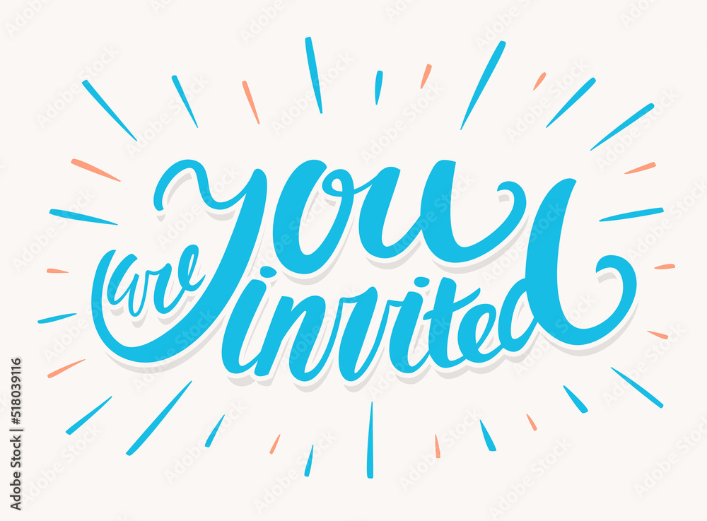 You are invited. Invitation card. Handwritten vector lettering. Stock ...
