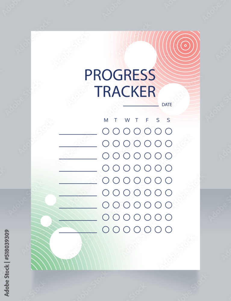 Progress tracker worksheet design template. Printable goal setting ...