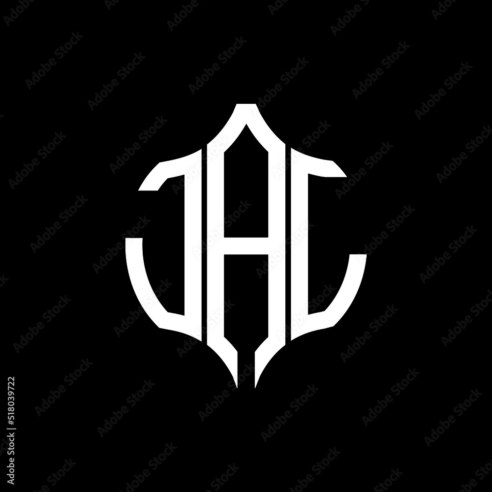 JAL letter logo. JAL best black background vector image. JAL Monogram ...