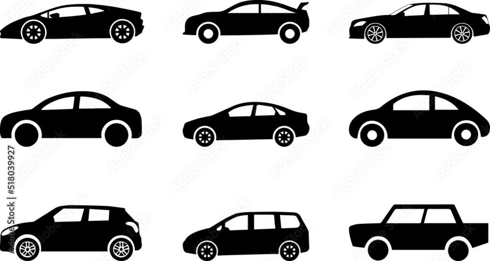 car clip art vector set with sports cars and normal cars, different car ...